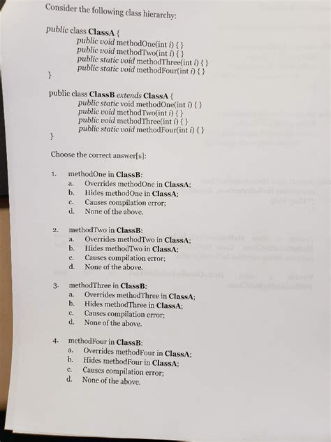 Solved Consider The Following Class Hierarchy Public Class