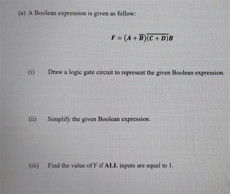 Solved A A Boolean Expression Is Given As Follow F A Chegg Com