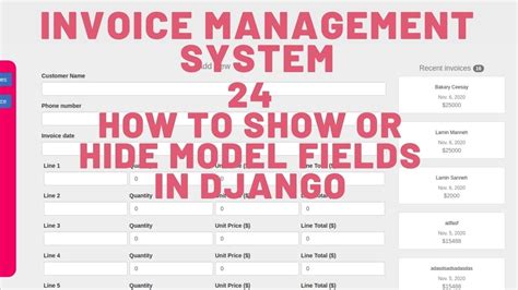 24 How To Show Or Hide Model Fields In Django Invoice Management System Youtube