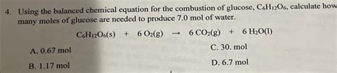 Solved Using The Balanced Chemical Equation For The