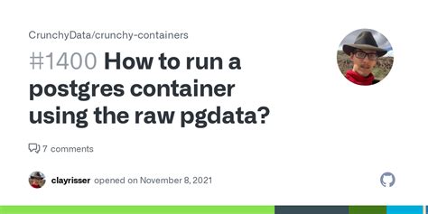 how to run a postgres container using the raw pgdata · issue 1400