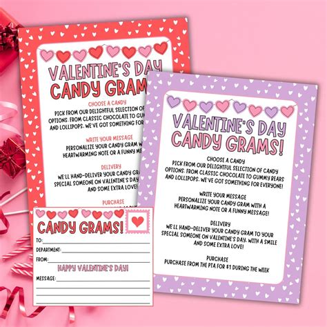 Valentine Candy Gram Flyer Editable Canva Template Etsy