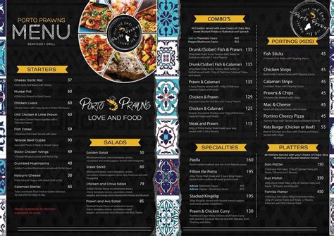 Menu At Porto Prawns Restaurant Klerksdorp