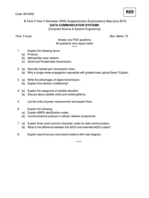 9a12302 Data Communication Systems Pdf