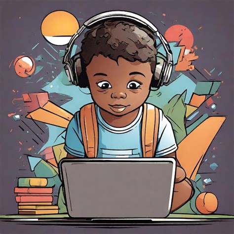 Premium Ai Image Boy Learning To Use His Laptop