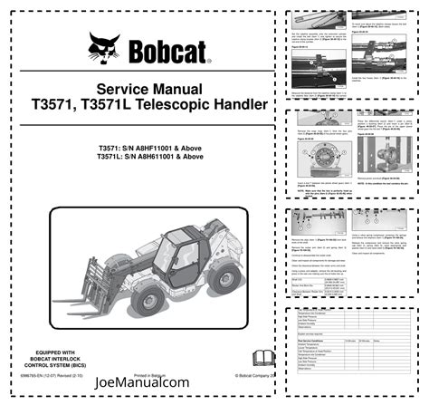 Bobcat T3571 T3571l Telescopic Handler Service Manual A8hf11001 A8h611001
