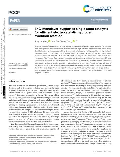 Pdf Zno Monolayer Supported Single Atom Catalysts For Efficient