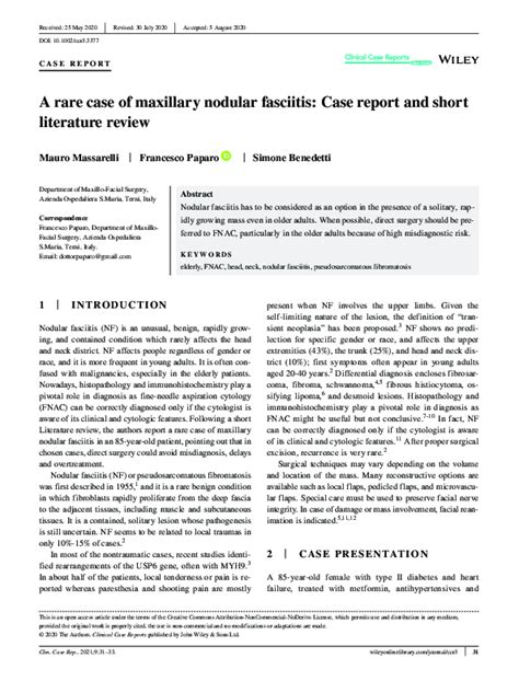 Pdf A Rare Case Of Maxillary Nodular Fasciitis Case Report And Short Literature Review