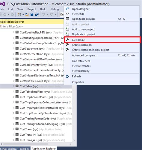 custtable will be added to project and will open designer view of