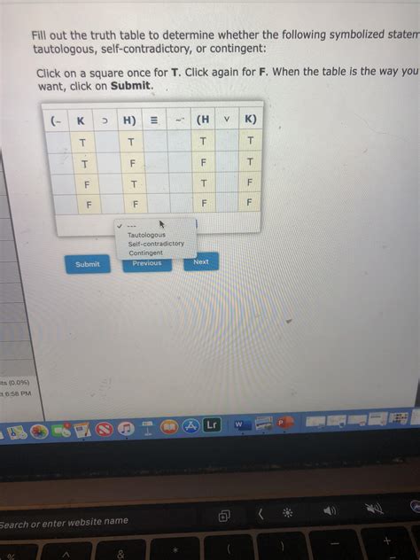 Logic Truth Table Help College 101 R HomeworkHelp