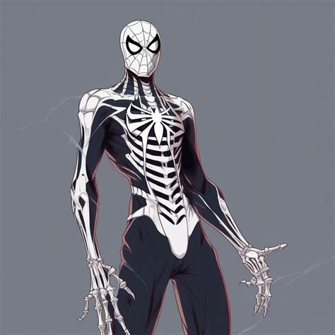 Spider Man In Skeleton Suit Anime Artstyle