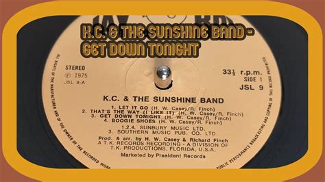 Kc And The Sunshine Band Get Down Tonight 1975 Vinyl Lp Youtube