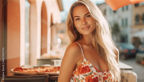 Beautiful Young Female Influencer Model With Perfect Makeup And