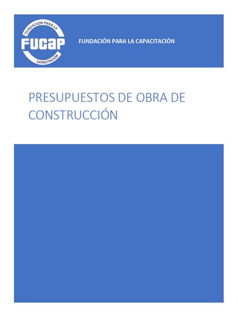 Lectura 1 Conceptos De Presupuesto De Obra De Construccion Pdf