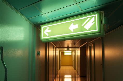 Premium Photo Guided Towards Safety Illuminated Emergency Exit Sign With Leftward Arrow