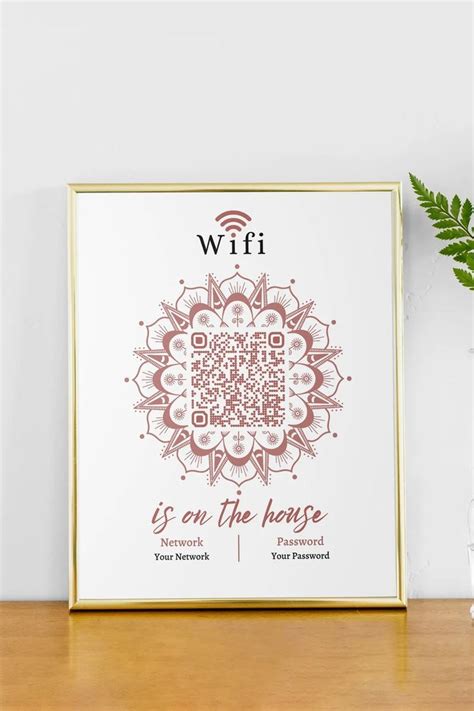 mandala custom wifi sign with qr code wifi password sign etsy wifi