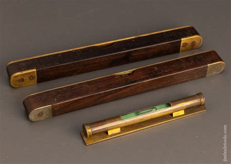 3 Antique Levels 1 Brass 2 Rosewood 1 Preston And 1 Alex And Mars Jim