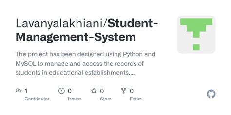 GitHub Lavanyalakhiani Student Management System The Project Has Been Designed Using Python