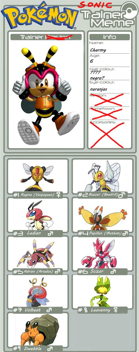 Sonic Trainer Pokemon Team Charmy By ~jcmx On Deviantart Pokemon