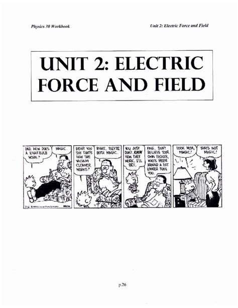Physics 30 Workbook Unit 2 Electric Forces And Fields Studocu