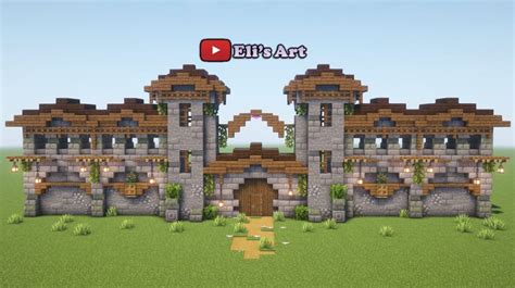 Medieval Stone Wall With Gate Minecraft Tutorial