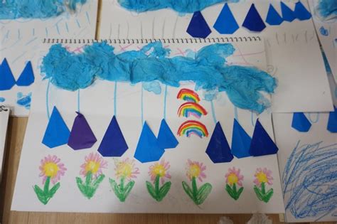 환경과 생활 휴지로 구름 표현하기 빗방울접기 물감활동 네이버 블로그