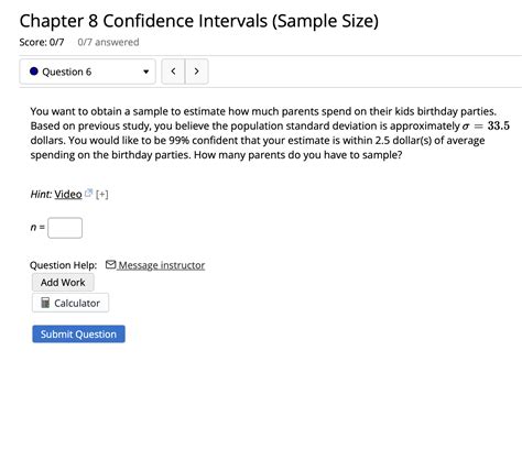 Solved Chapter 8 Confidence Intervals Sample Size Score