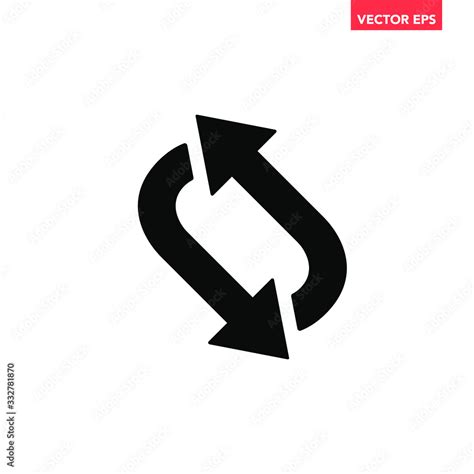 Black Single 2 Replay Reload Glyphs Arrows Icon Vector Two U Turn Simple Flat Design Round