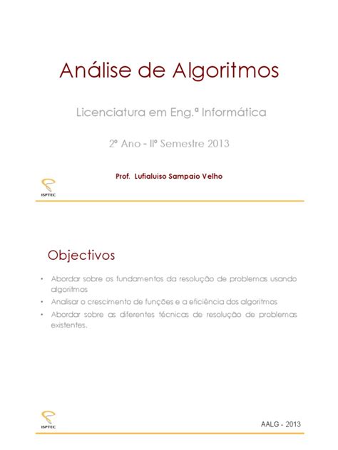 Análise De Algoritmos Utec Pdf Pdf Algoritmos Teoria Da