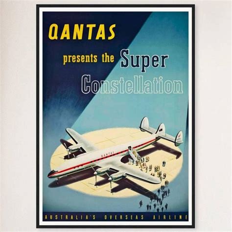 Galrie Australian Vintage Airline Poster Classic Aviation Art Print