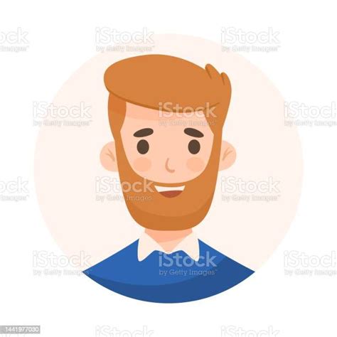 Glücklicher Mann Mit Roten Haaren Und Bart Avatar Cartoon Illustration