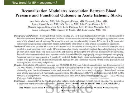 Effect Of Blood Pressure Lowering In Early Ischemic Stroke Time To