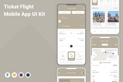 Ticket Flight Mobile App Ui Kit Ux And Ui Kits Ft Booking And Ticket