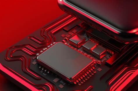 Premium Photo A Computer With A Chip In Red And Black