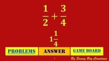 Adding And Subtracting Fractions Tic Tac Toe Powerpoint Game TPT