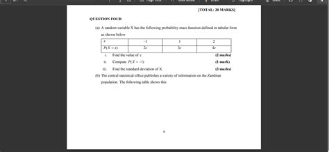 Solved TOTAL MARKS QUESTION FOUR A A Random Variable Chegg