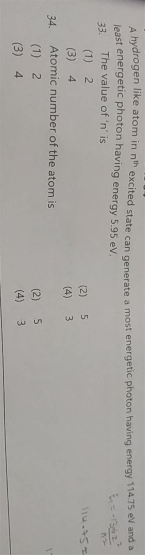 A Hydrogen Like Atom In N { Text {th } } Excited State Can Generate A