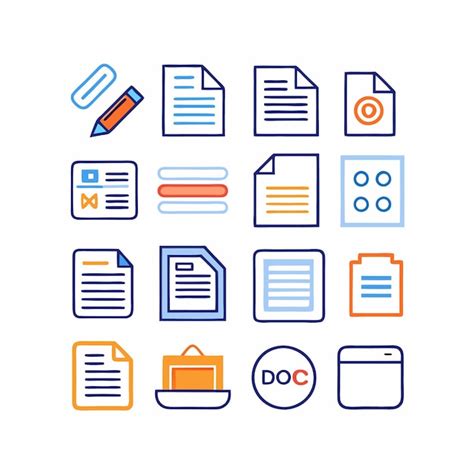 Flat Document Icons Set For File Management Organization Vector Illustration Premium Ai