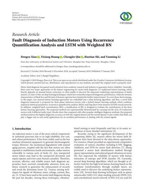Pdf Fault Diagnosis Of Induction Motors Using Recurrence