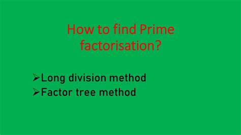 Class 5 Class 6 Prime Factorization Long Division Factor Tree Method Youtube