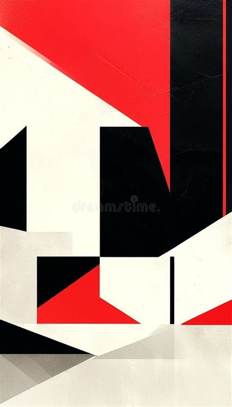 Abstract Geometric Composition Featuring Bold Red Black And White