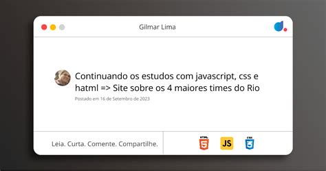 Continuando Os Estudos Javascript Css E Hatml Site Sobre Os Maiores Times Do Rio