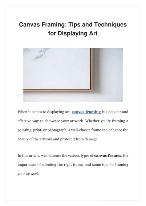 ppt canvas framing tips and techniques for displaying art powerpoint