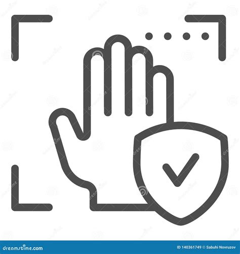 Palm Recognition Approved Line Icon Verification Palmprint System Accepted Vector Illustration