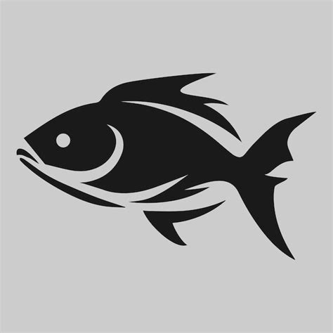 물고기의 검은 실루 ⁇ 로고 회색 배경에 검은 ⁇ 터 프리미엄 벡터