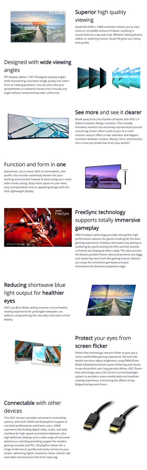 AOC 27in QHD IPS 75Hz FreeSync Frameless Monitor Q27T1 Msy Com Au