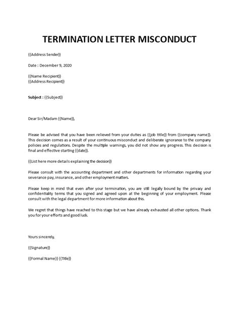 Termination Letter Gross Misconduct At Zane Onus Blog