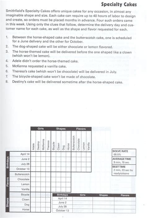 Free Logic Puzzles With Grids Printable Sereglobal