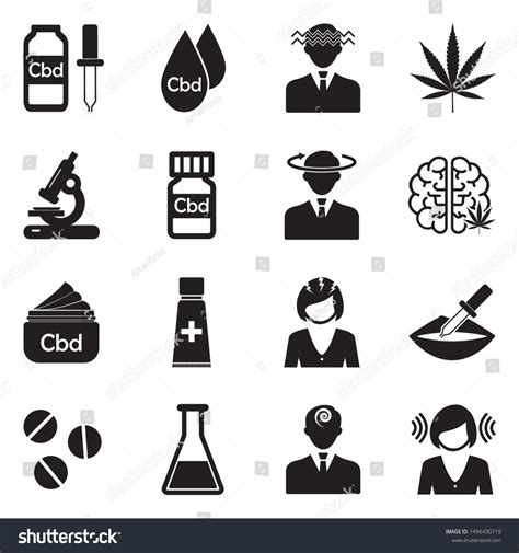 Cbd Icons Black Flat Design Vector Stock Vector Royalty Free