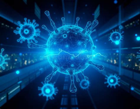 Virus Mutation Sequence In A Futuristic Data Interface A Glowing